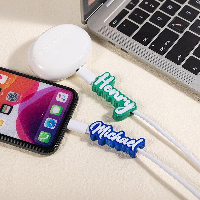 Personalized 3D Printed USB Cable: Custom Name Tag, Iphone/micro Usb ...