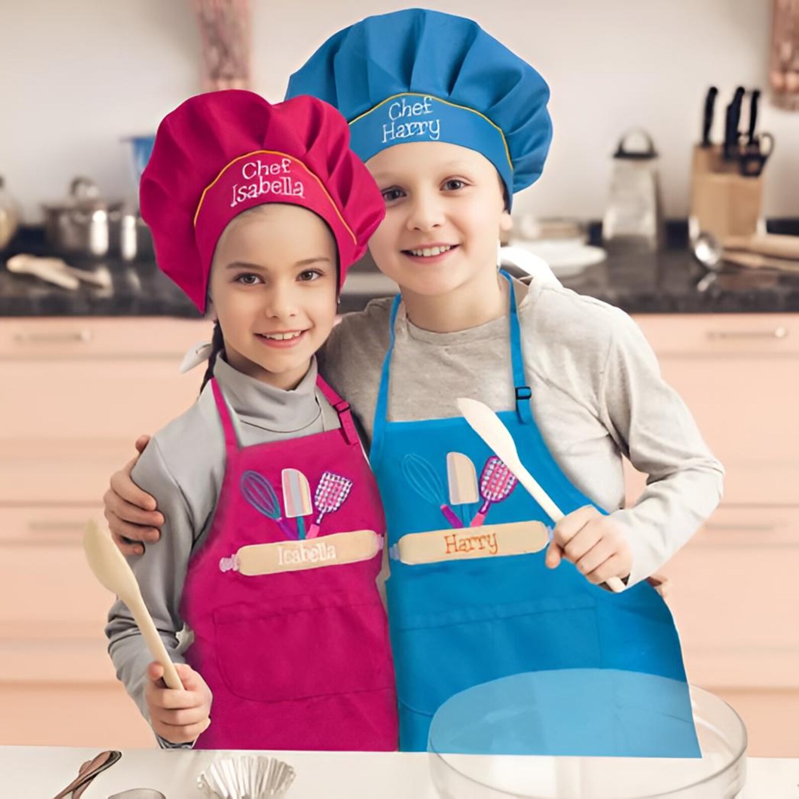 Personalized Kids Apron & Chef Hat Set - Custom Child Apron With Toque ...