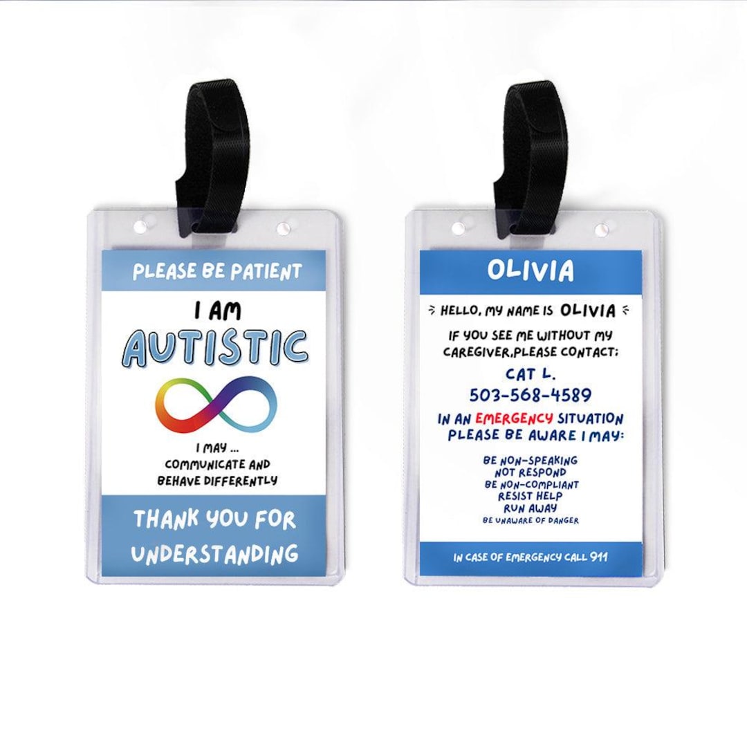 Personalized Autism ID Card With Lanyard for Communication – Medical ...