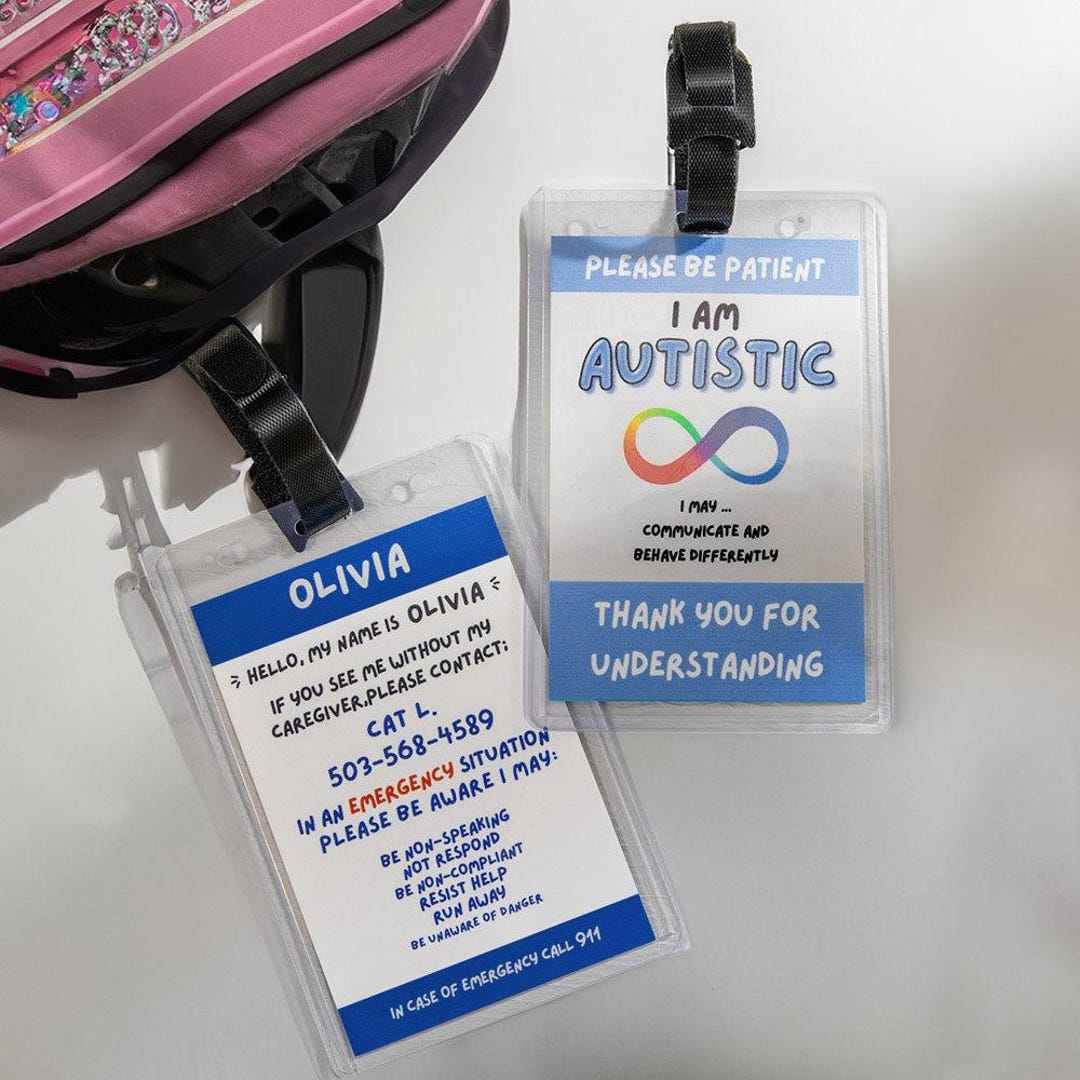 Personalized Autism ID Card With Lanyard: Medical Alert & Emergency ...