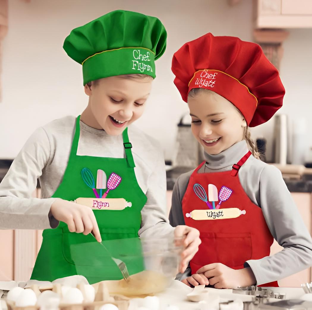 Personalized Kids Apron & Chef Hat Set - Custom Child Apron With Toque ...