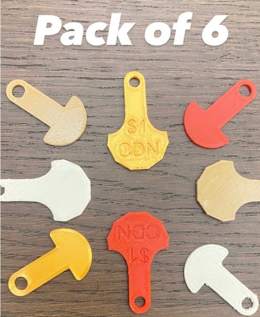 6-pack Canadian COIN KEYCHAIN for Shopping CART Loonie-quarter Key/coin ...