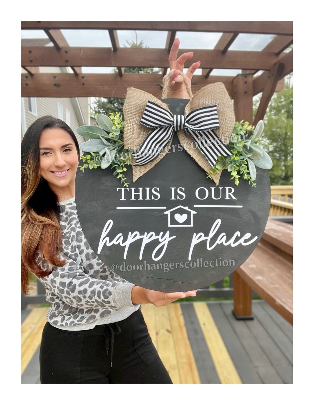 This is Our Happy Place Door Hanger Welcoming Sign Front Door Decor - Etsy