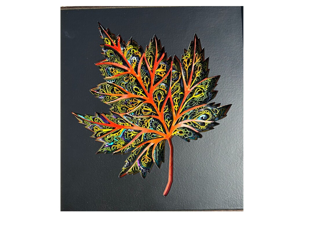 Colorful 10 Layer 3D Handmade Laser Cut Autumn Leaf Wall Hanging, One ...