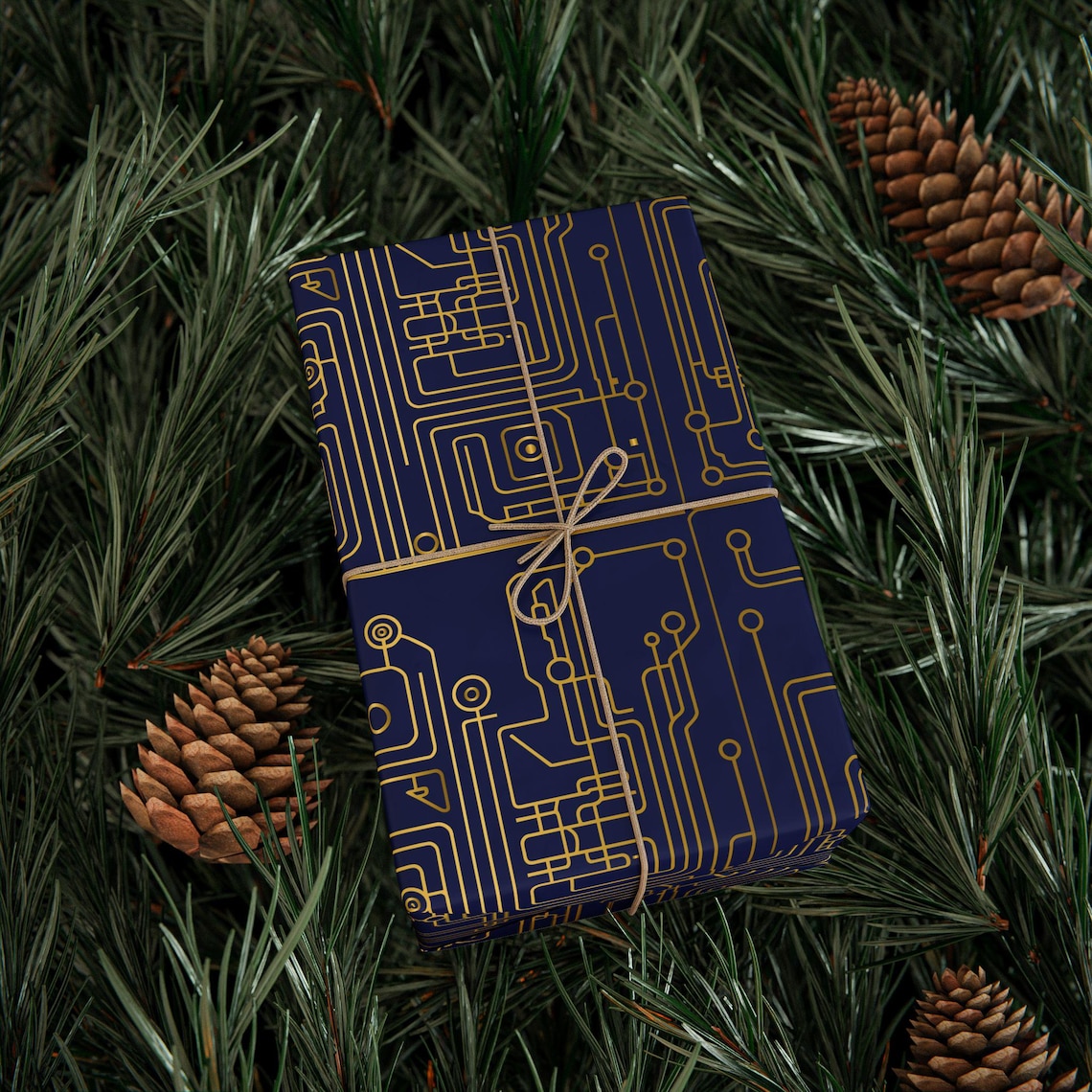 Engineer Wrapping Paper Blue Circuit Gift, Matte Glossy Trendy Geek ...