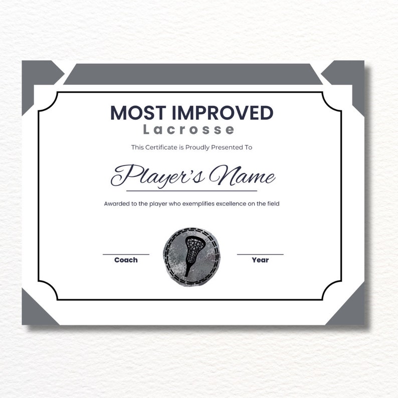 Lacrosse Award Certificates, Ceremony Player Gift, Sports Certificate ...