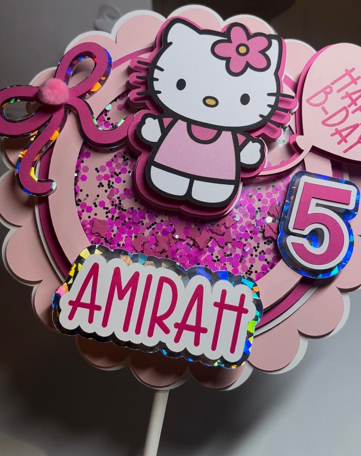 Hello Kitty Custom Shaker Pink Cake Topper Birthday - Etsy