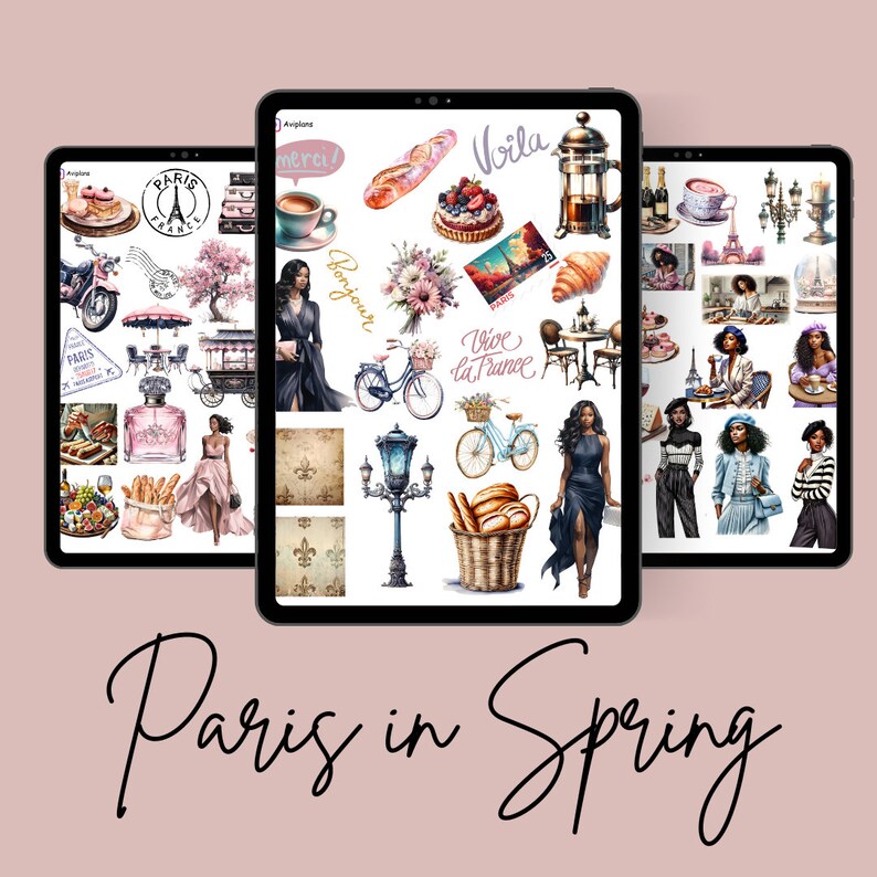 Paris in Spring Goodnotes Stickers: Digital Planner Stickers (PDF) - Etsy