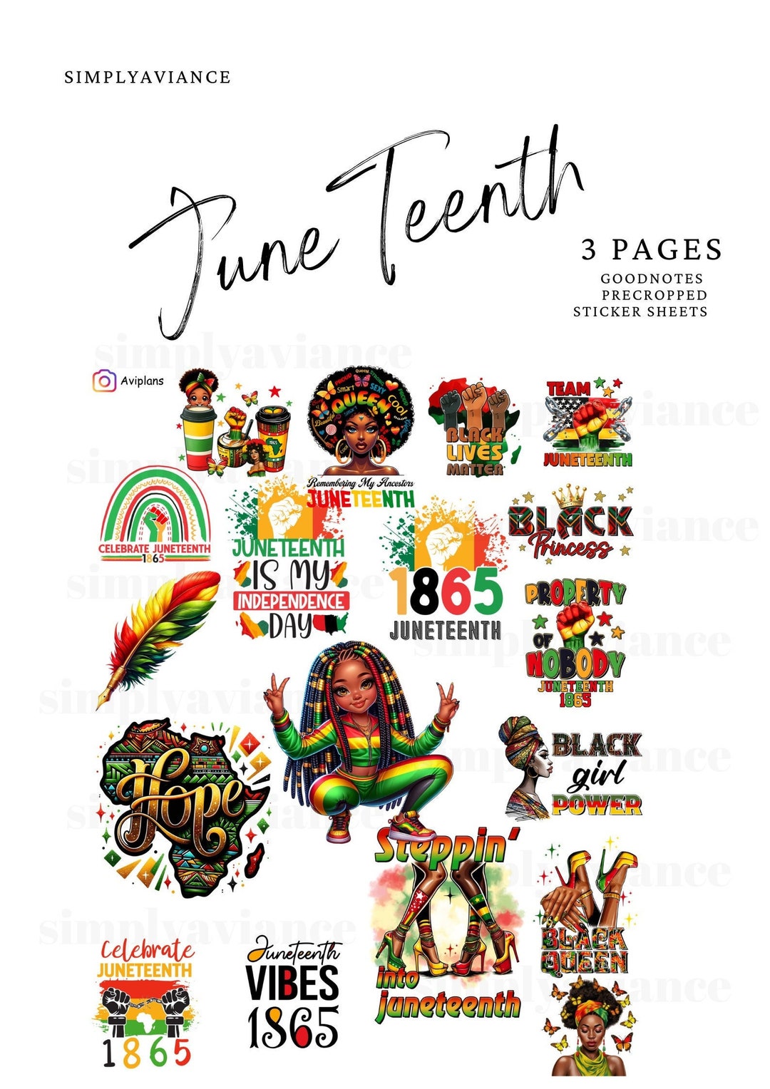 Juneteenth Goodnotes Stickers: Black Pride Digital Planner (precropped ...