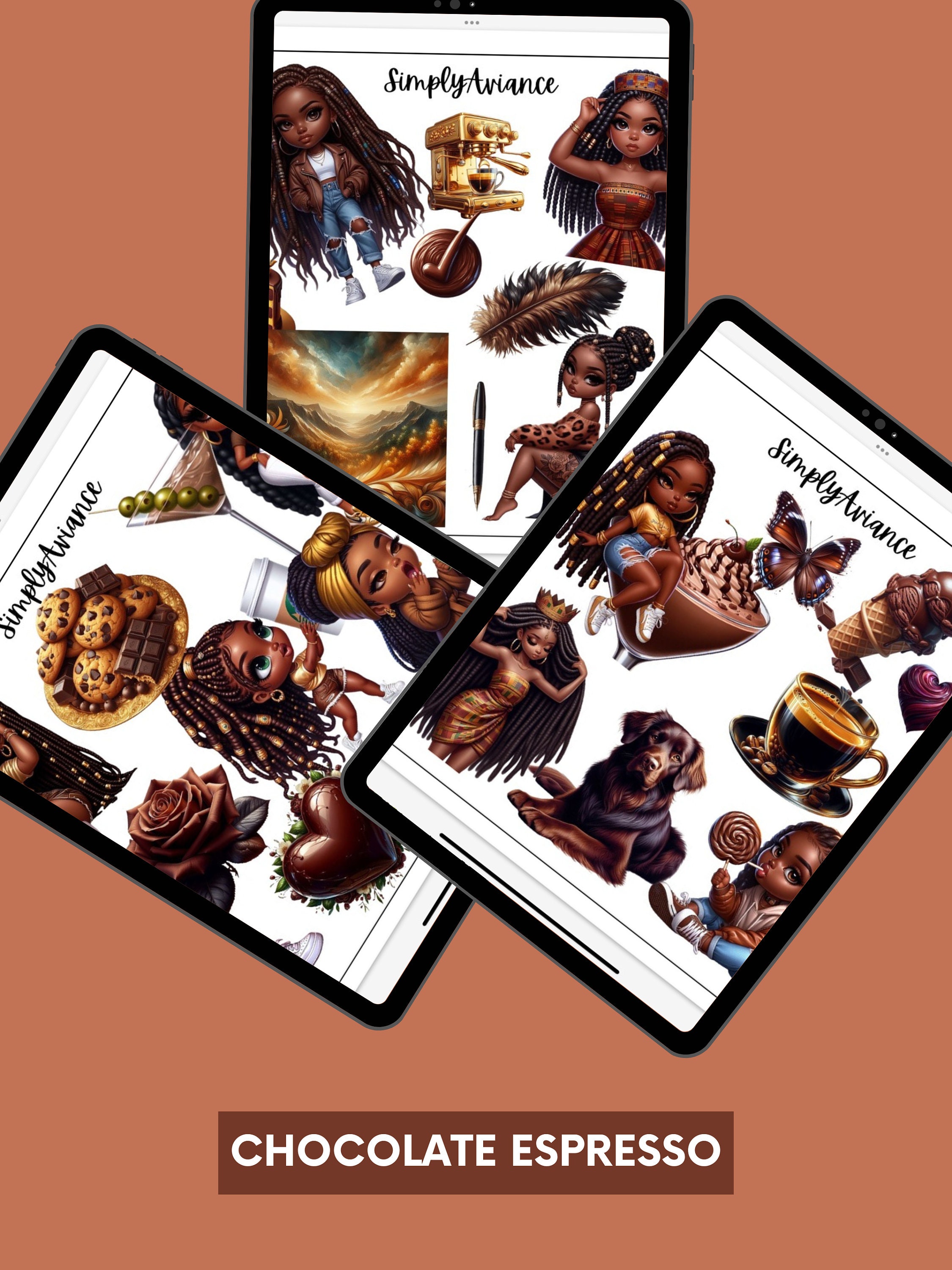 Chocolate and Coffee Chibi Digital Planner Goodnotes Sticker Sheets ...