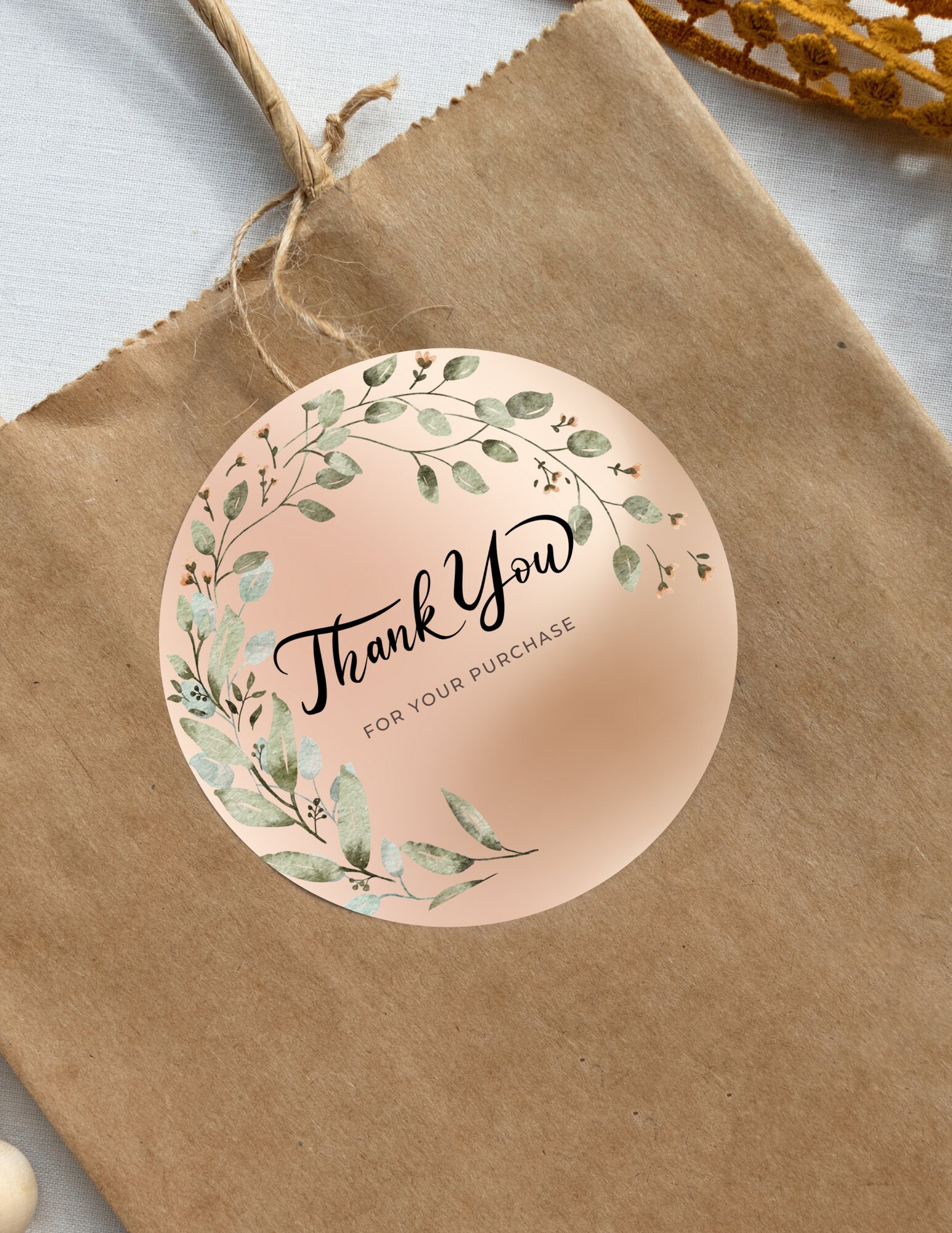 Thank You Round Sticker Bundle PNG Gratitude Note Digital Prints Beige ...