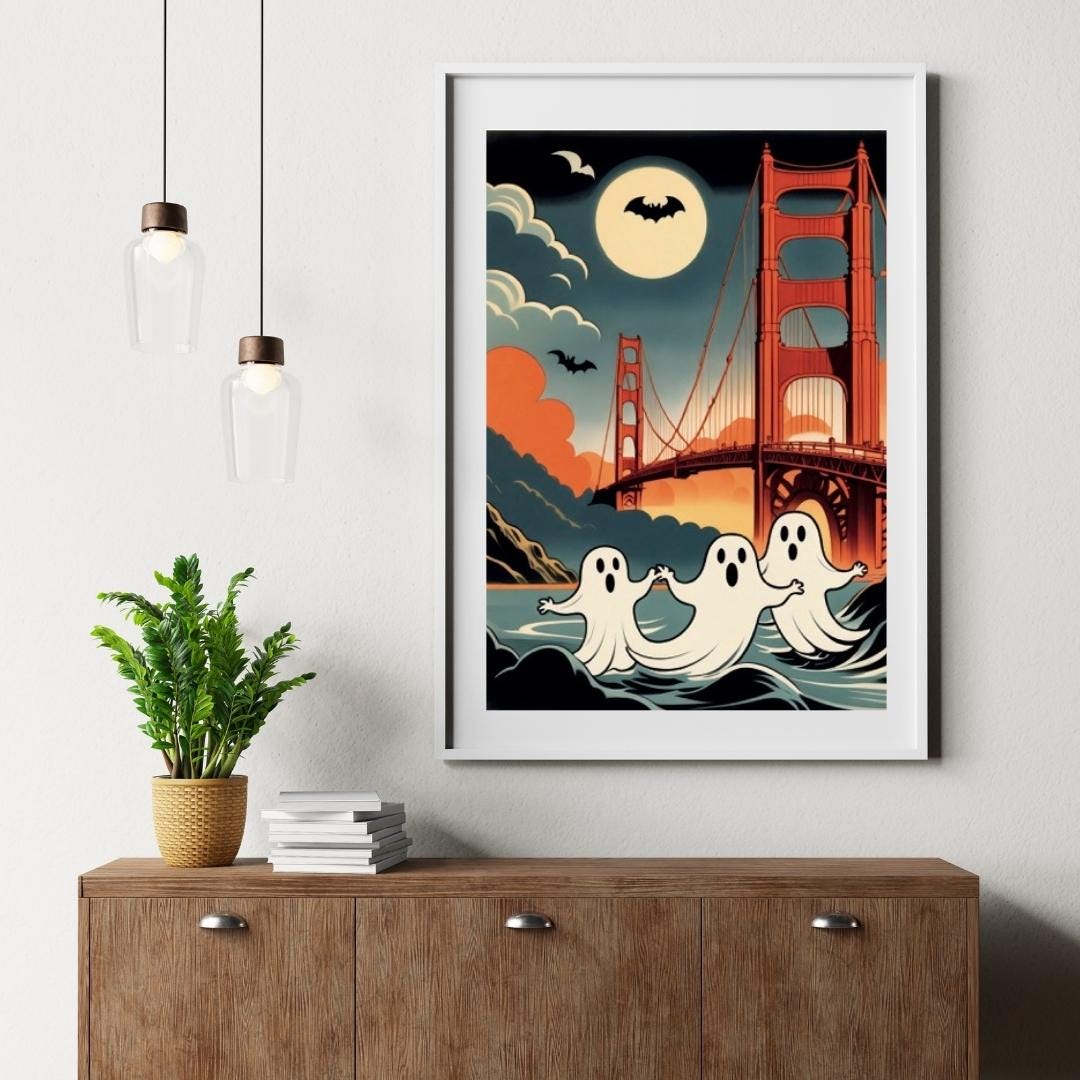 Halloween Ghosts of Golden Gate Bridge Poster Large Format Wall Art ...