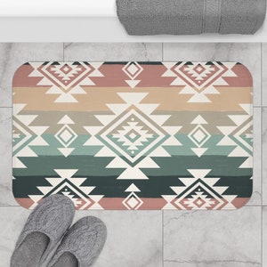 Aztec Bath Mat Western Bath Mat Gift Western Bath Rug Western Bathroom ...