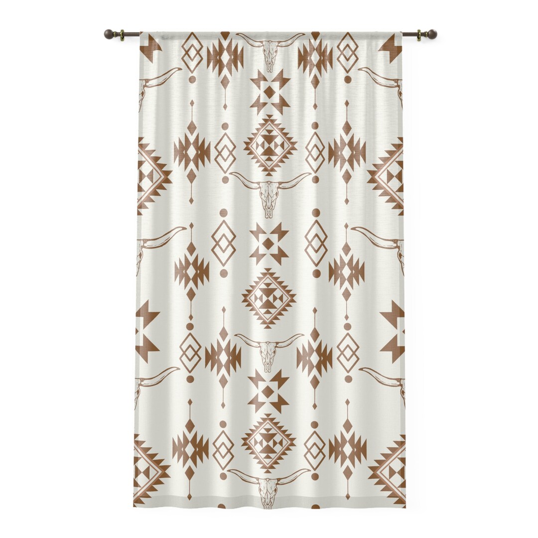 Aztec Window Curtain Western Window Curtain Transparent Window Curtain ...