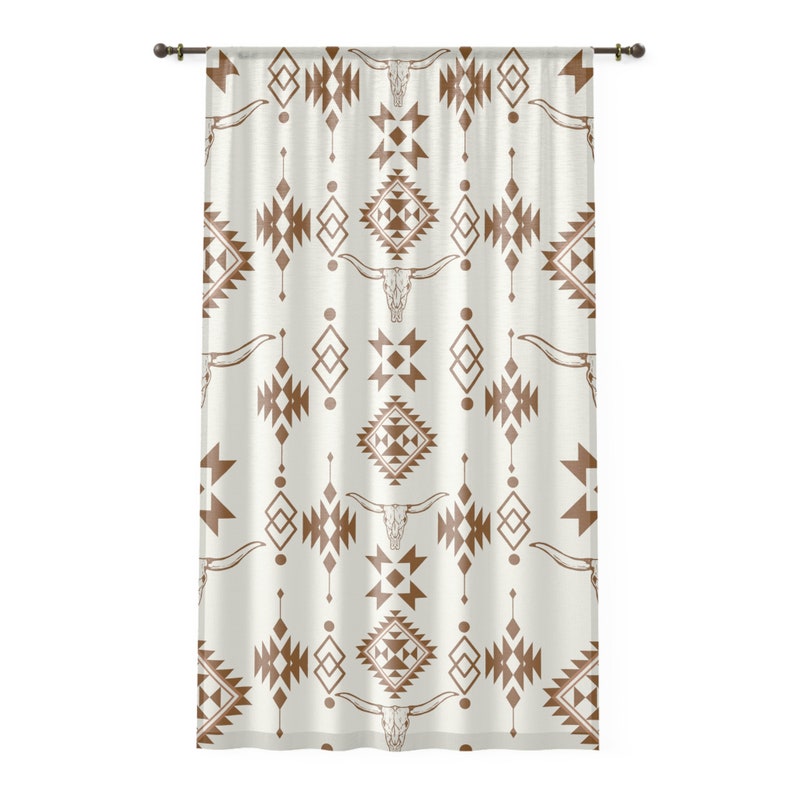 Aztec Window Curtain Western Window Curtain Transparent Window Curtain ...