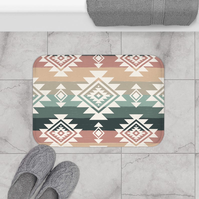 Aztec Bath Mat Western Bath Mat Gift Western Bath Rug Western Bathroom ...