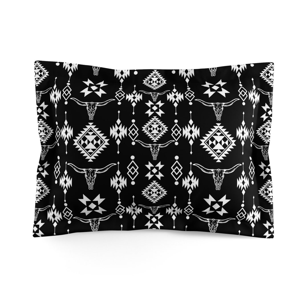 Aztec Pillow Sham Black & White Pillow Case Microfiber Western Pillow ...