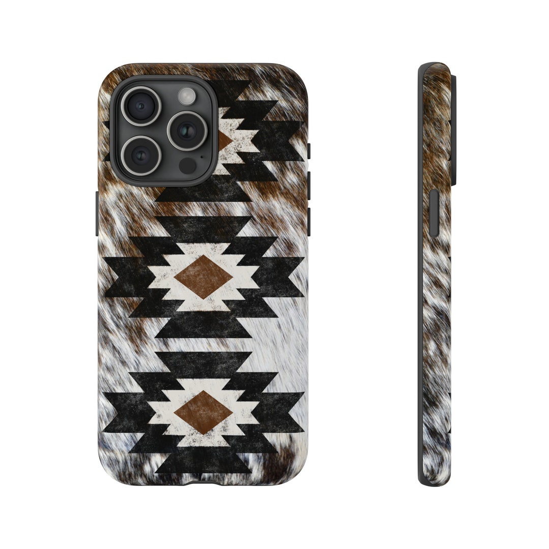 Aztec & Cowhide Phone Case Western iPhone 15 Phone Case Cow Print Phone ...