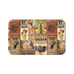 Vintage Western Bath Mat Retro Western Bath Rug Cowboy Decor Ranch ...