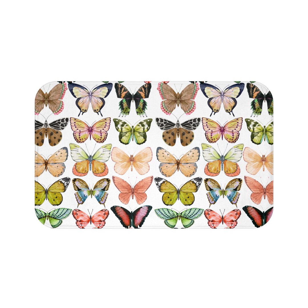 Butterfly Bath Mat Butterfly Lover Boho Bath Rug Memory Foam Bath Mat ...