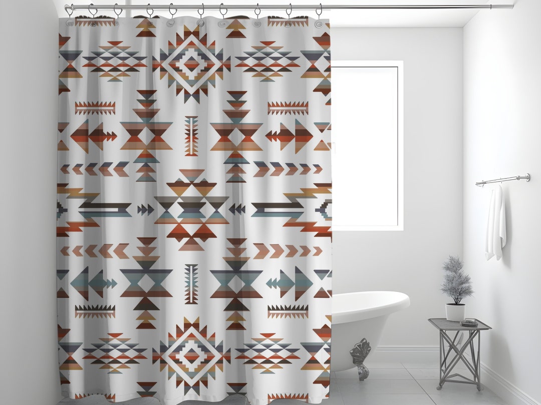 Aztec Shower Curtain Southwestern Shower Curtain Aztec Print Bathroom ...