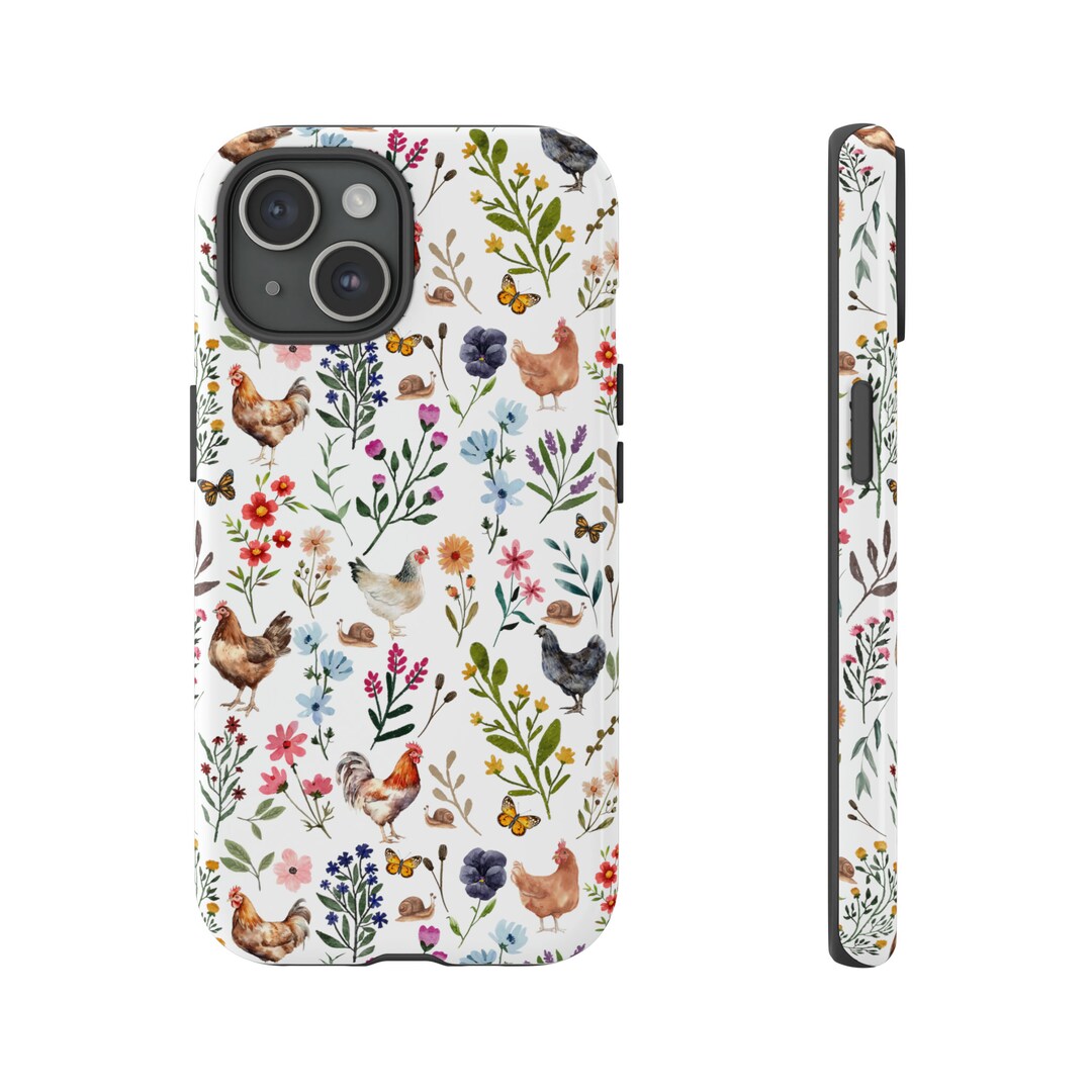 Chicken Phone Case Chicken Lover Phone Case Wildflowers Chicken Mom ...