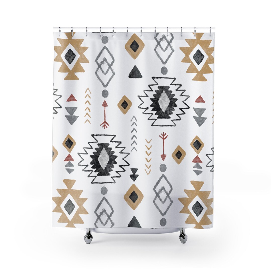 Aztec Shower Curtain Boho Shower Curtain Southwestern Shower Curtain ...