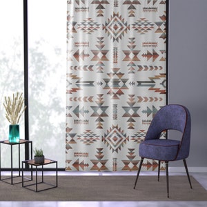 Aztec Window Curtain Western Window Curtain Transparent Window Curtain ...