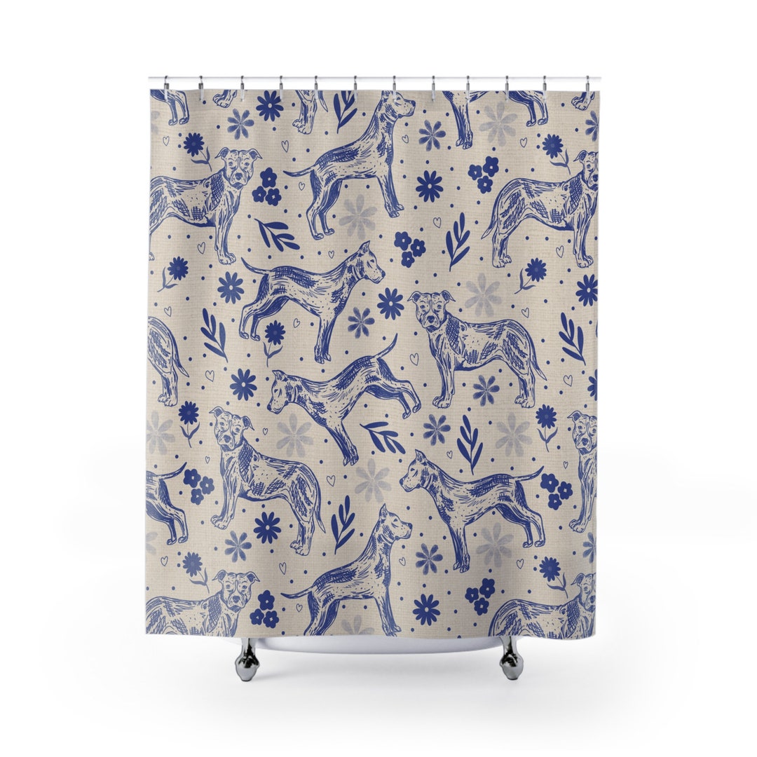 Pitbull Shower Curtain Pitbull Home Decor Bulldog Decor Dog Lover ...
