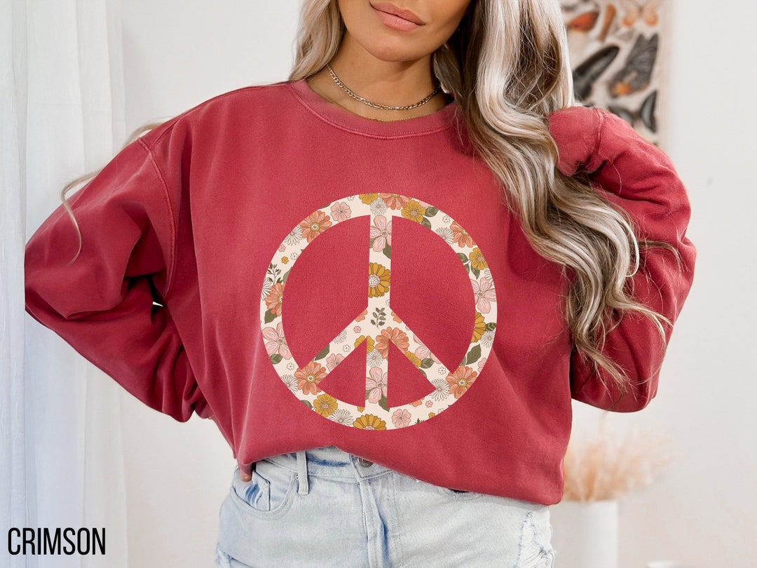 Peace Sign Sweatshirt Retro Boho Sweatshirt Cute Sweatshirt Hippie ...