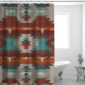 Aztec Shower Curtain Western Home Decor Modern Farmhouse Native ...