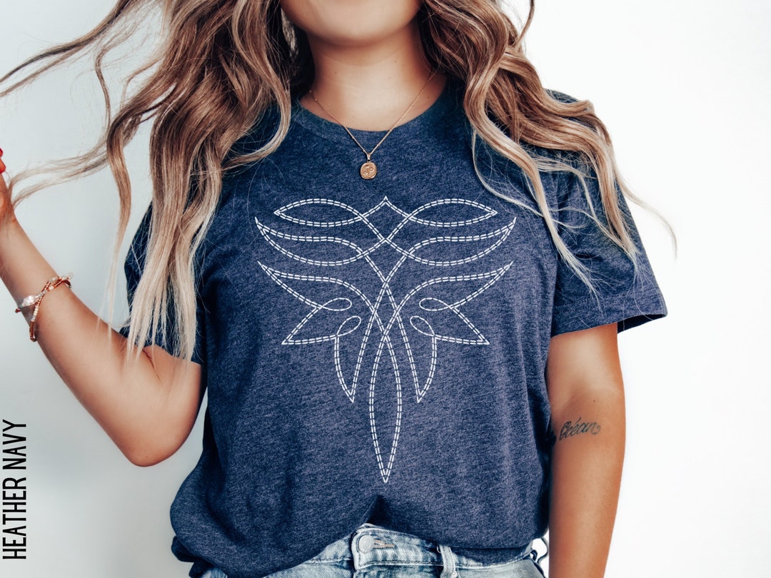 Boot Stitch Shirt Cute Western Tee Rodeo T Shirt Gift for Cowgirl Boho ...