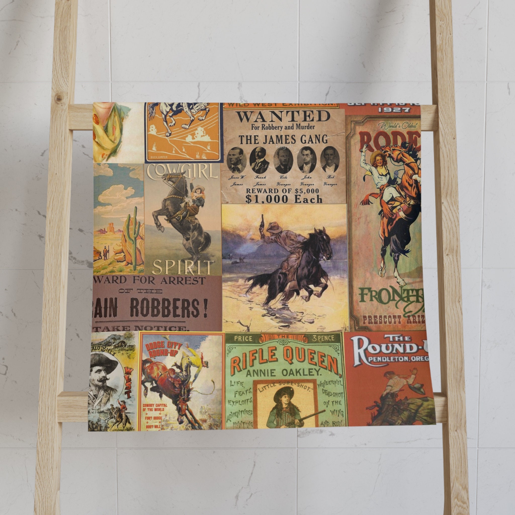 Western Posters Hand Towel Western Kitchen Bathroom Decor Housewarming ...
