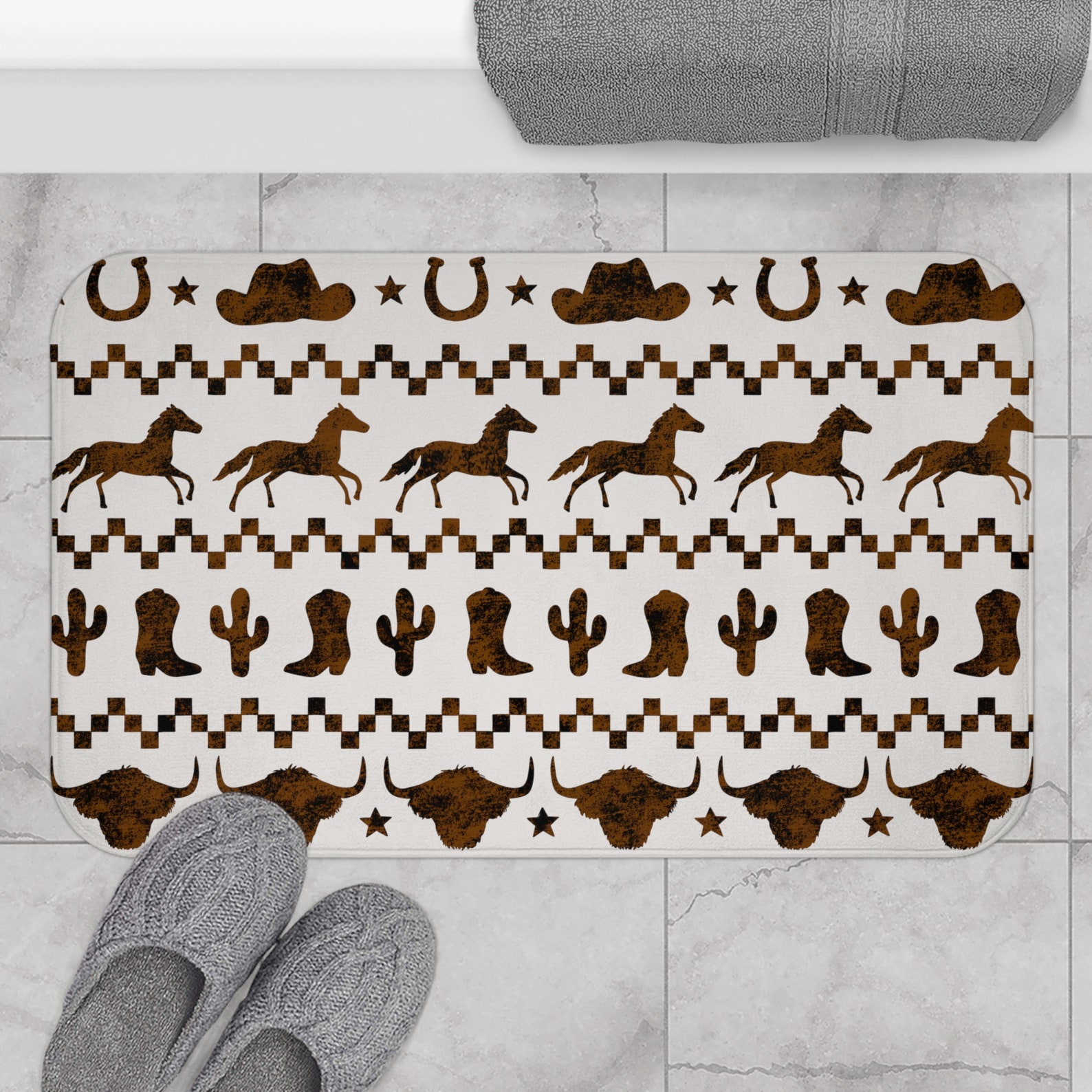 Western Bath Mat Rustic Bath Mat Neutral Bath Mat Western Home - Etsy