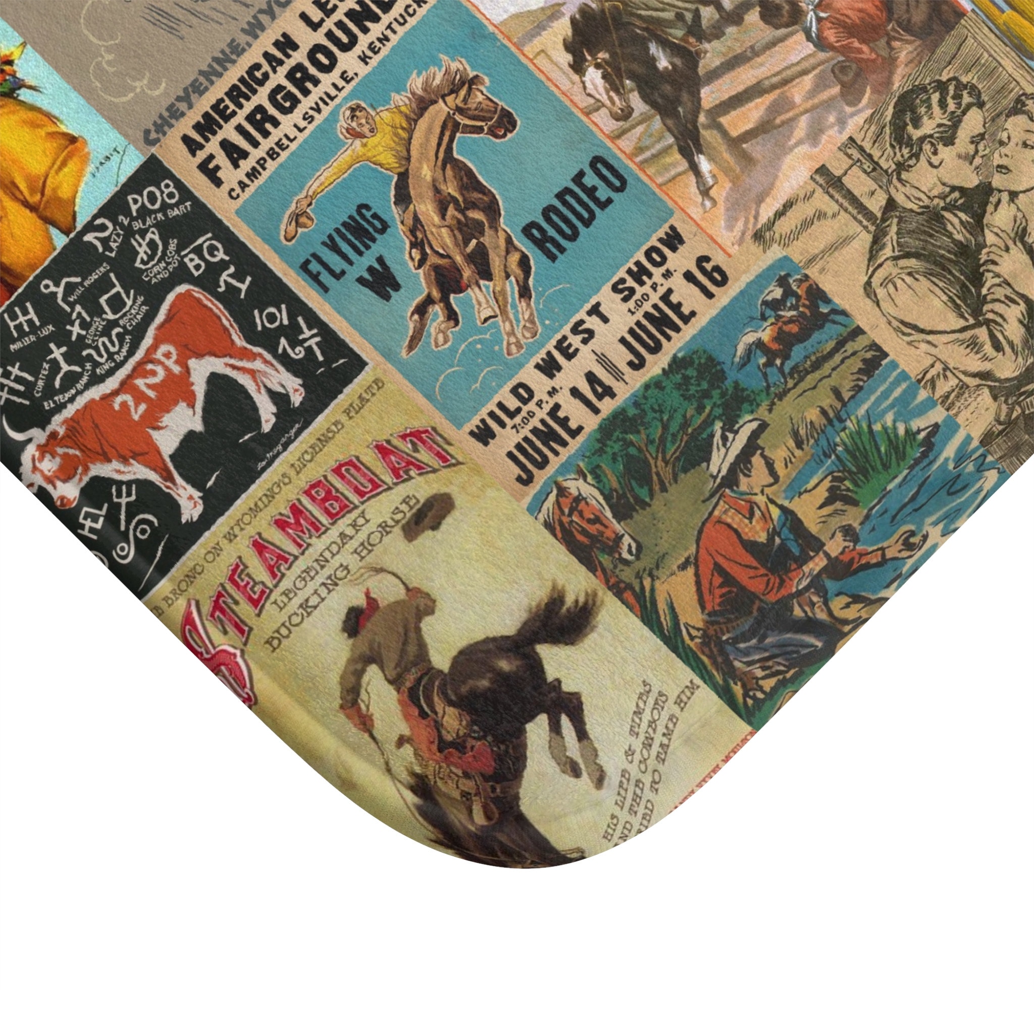 Vintage Western Bath Mat Vintage Posters Cowboy Decor Ranch Decor ...