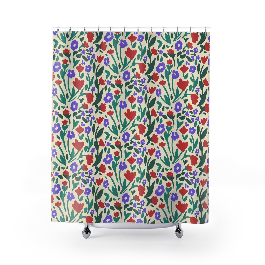 Boho Shower Curtain Retro Floral Shower Curtain Boho Decor Vintage Boho