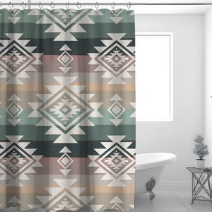 Southwestern Shower Curtain Aztec Print Bathroom Decor Southwestern ...