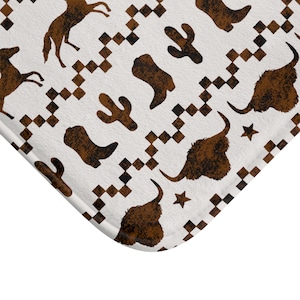 Western Bath Mat Rustic Bath Mat Neutral Bath Mat Western Home Decor ...