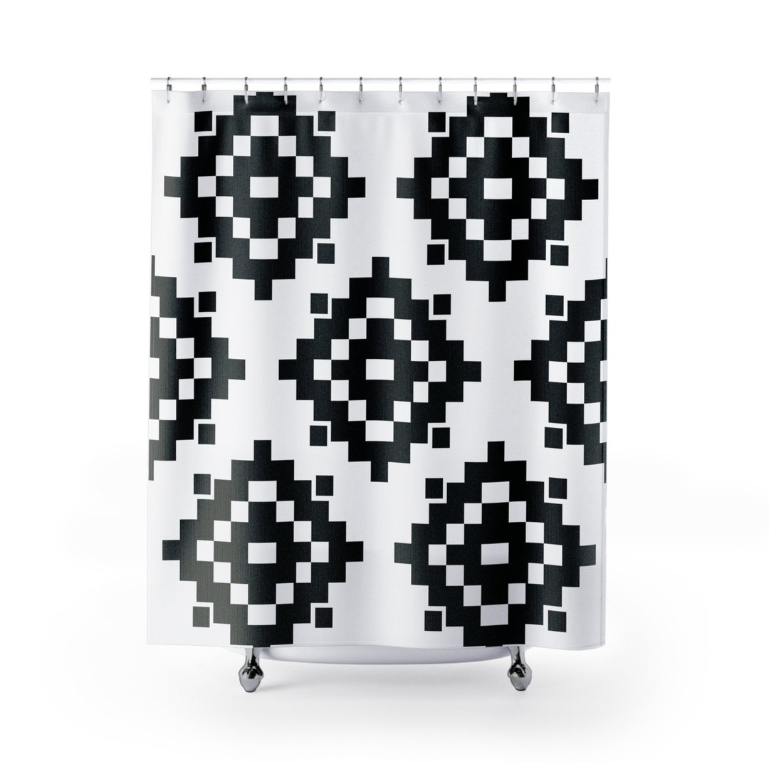 Aztec Shower Curtain Black & White Shower Curtain Western Shower ...