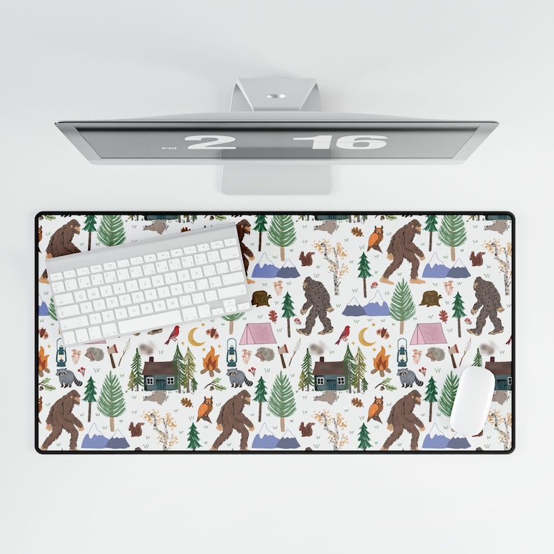 Bigfoot Desk Mat Sasquatch Office Decor Large Desk Pad Funny Cryptid ...