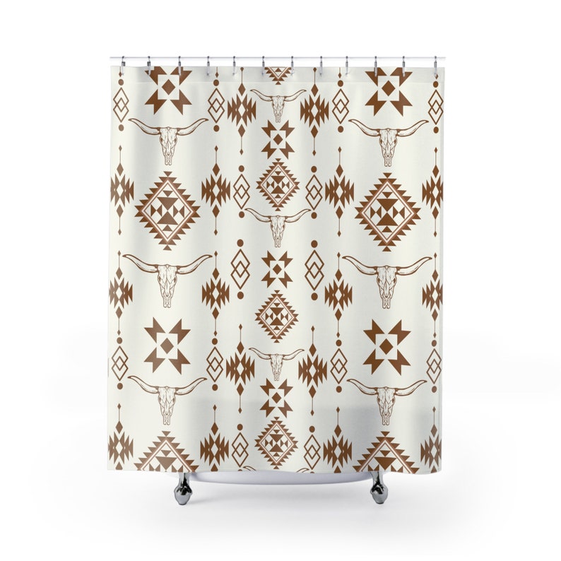Aztec Shower Curtain Southwestern Shower Curtain Aztec Print Bathroom ...