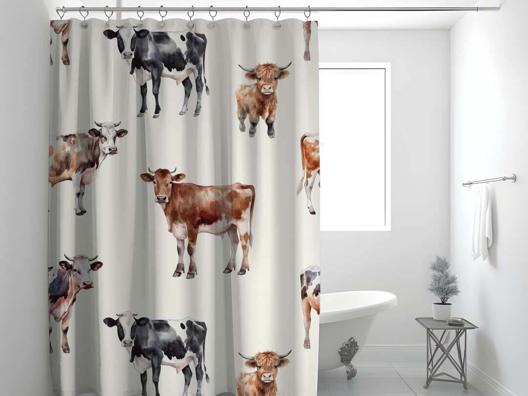 Cow Shower Curtain Cow Decor Cow Lover Ranch Decor Western Shower ...