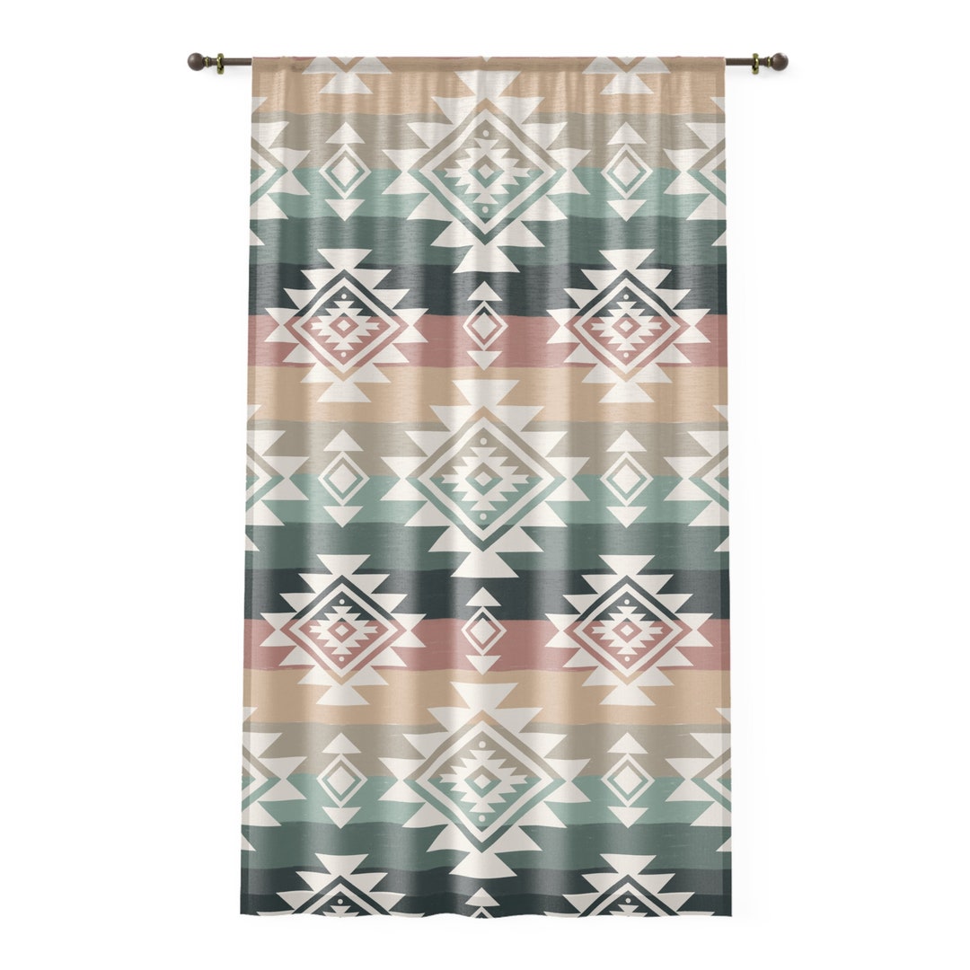 Aztec Window Curtain Western Window Curtain Transparent Window Curtain ...
