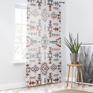 Aztec Window Curtain Western Window Curtain Transparent Window Curtain ...