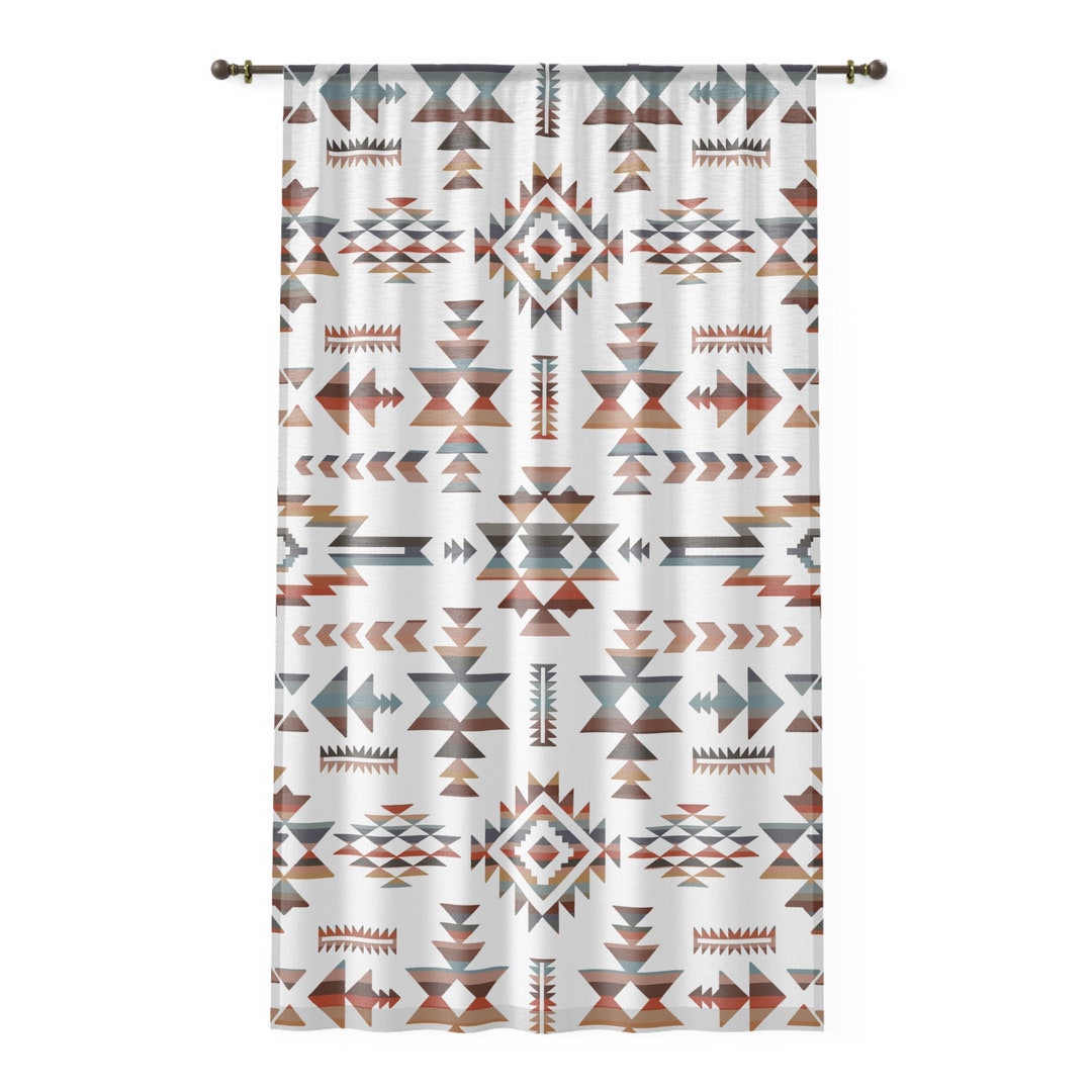 Aztec Window Curtain Western Window Curtain Transparent Window Curtain ...