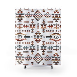 Aztec Shower Curtain Southwestern Shower Curtain Aztec Print Bathroom ...