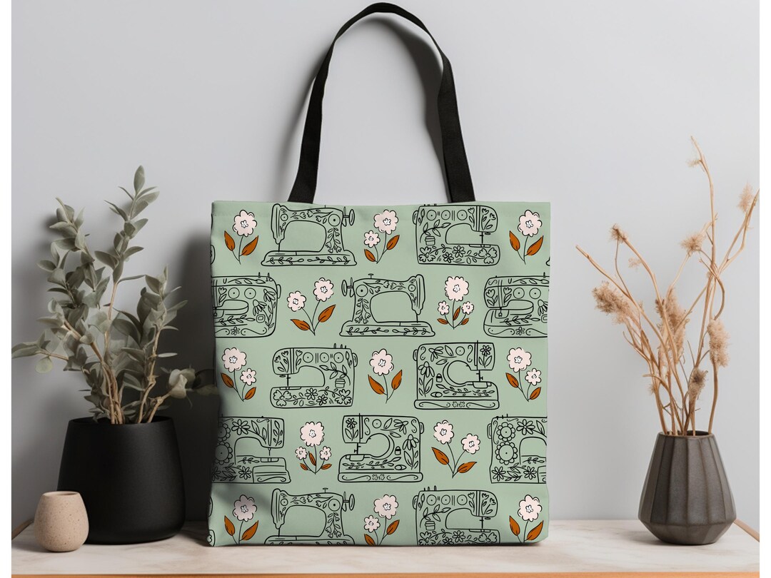 I Love Sewing Tote Bag Crafty Seamstress Gift Fabric Carryall DIY ...