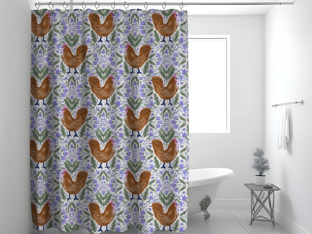 Chicken Shower Curtain Cute Farm Chicken Lover Decor Modern Farmhouse ...