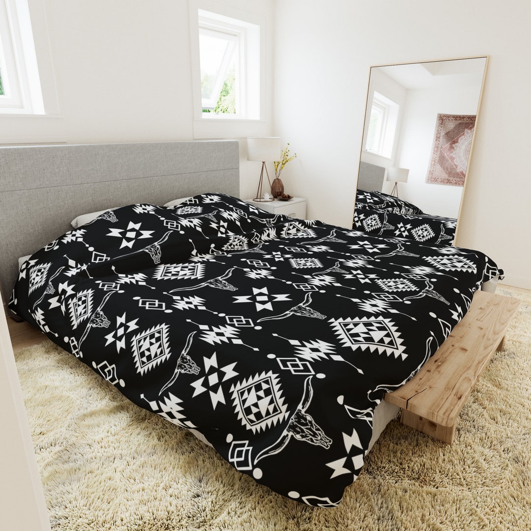 Aztec Duvet Cover Black & White Duvet Cover Microfiber Western Quilt ...