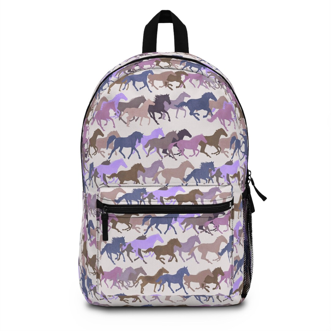 Wild Horses Backpack Horse Lover Gift Purple Backpack Cute Bookbag Gift ...